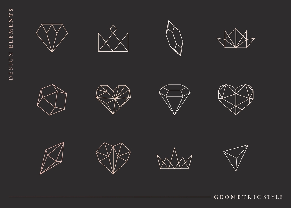 Linear geometric design element collection vectors