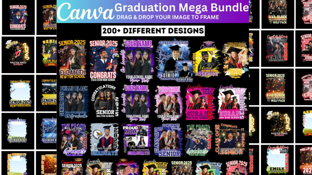2025 Graduation T-Shirt Canva Template Bundle