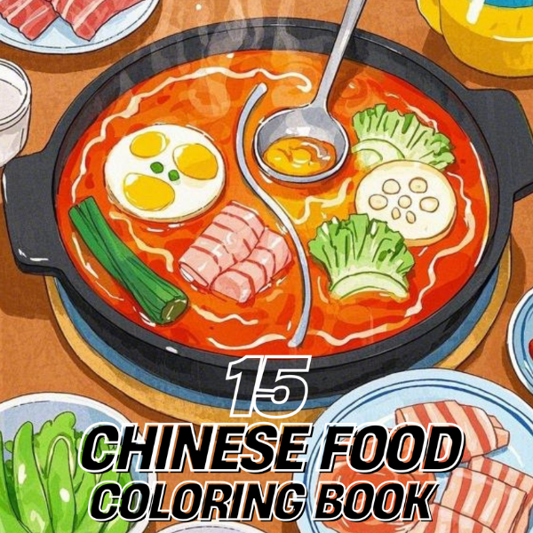 Chinese Food Coloring Book 15 Pages
