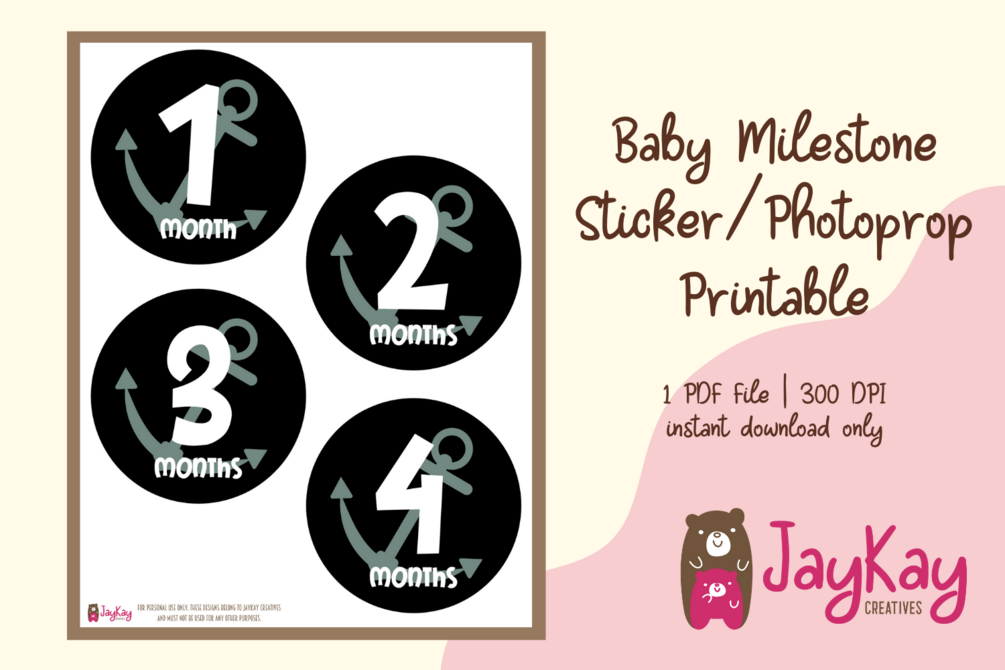 Baby Monthly Milestone Sticker - Black Anchor