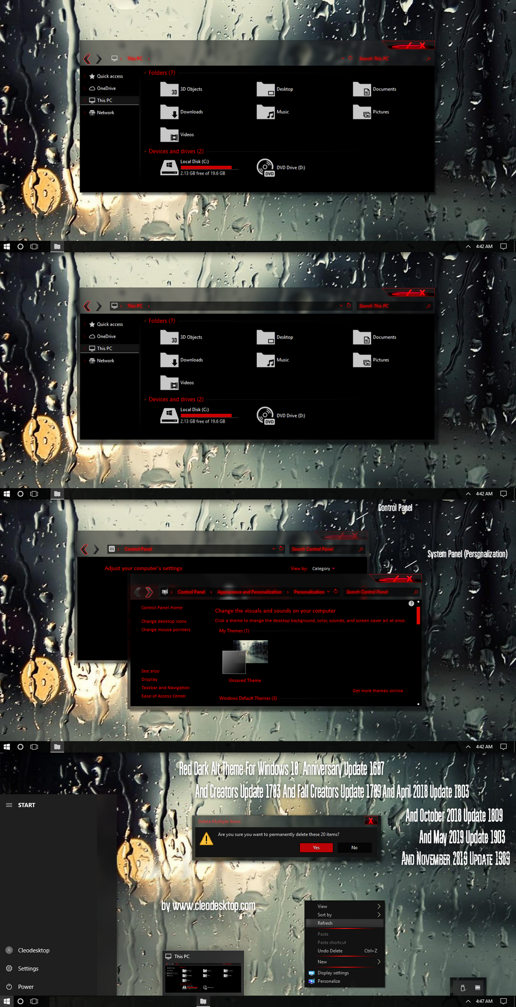 Red Dark Alt Aero Theme For Windows 10