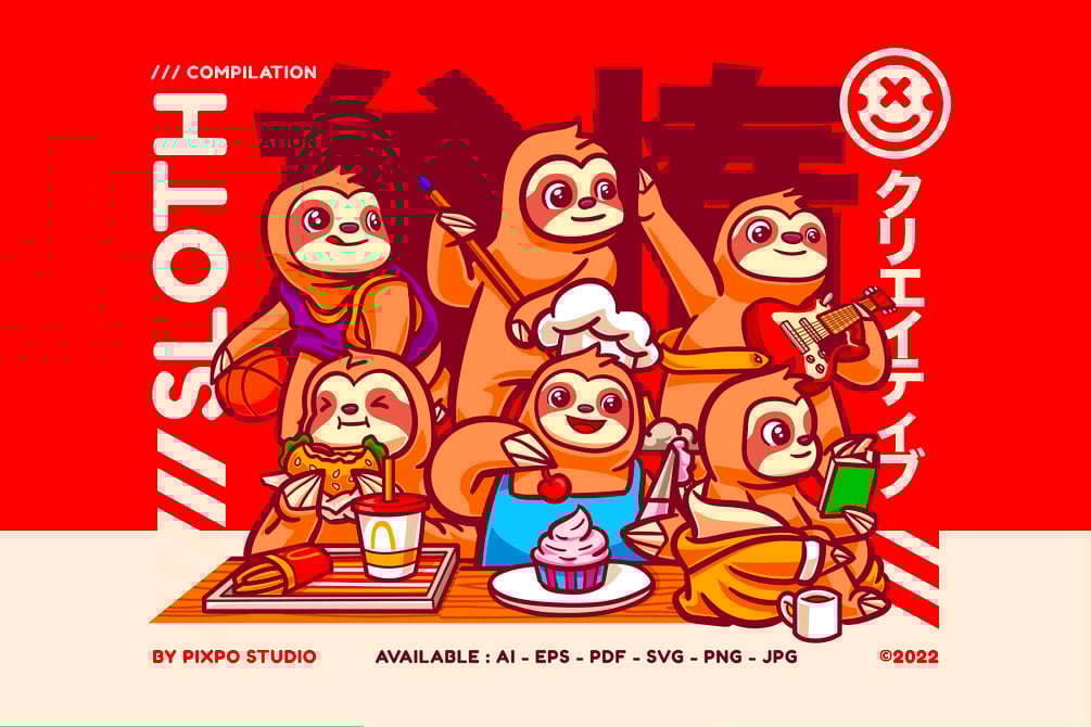 Cute Sloth Illustrations