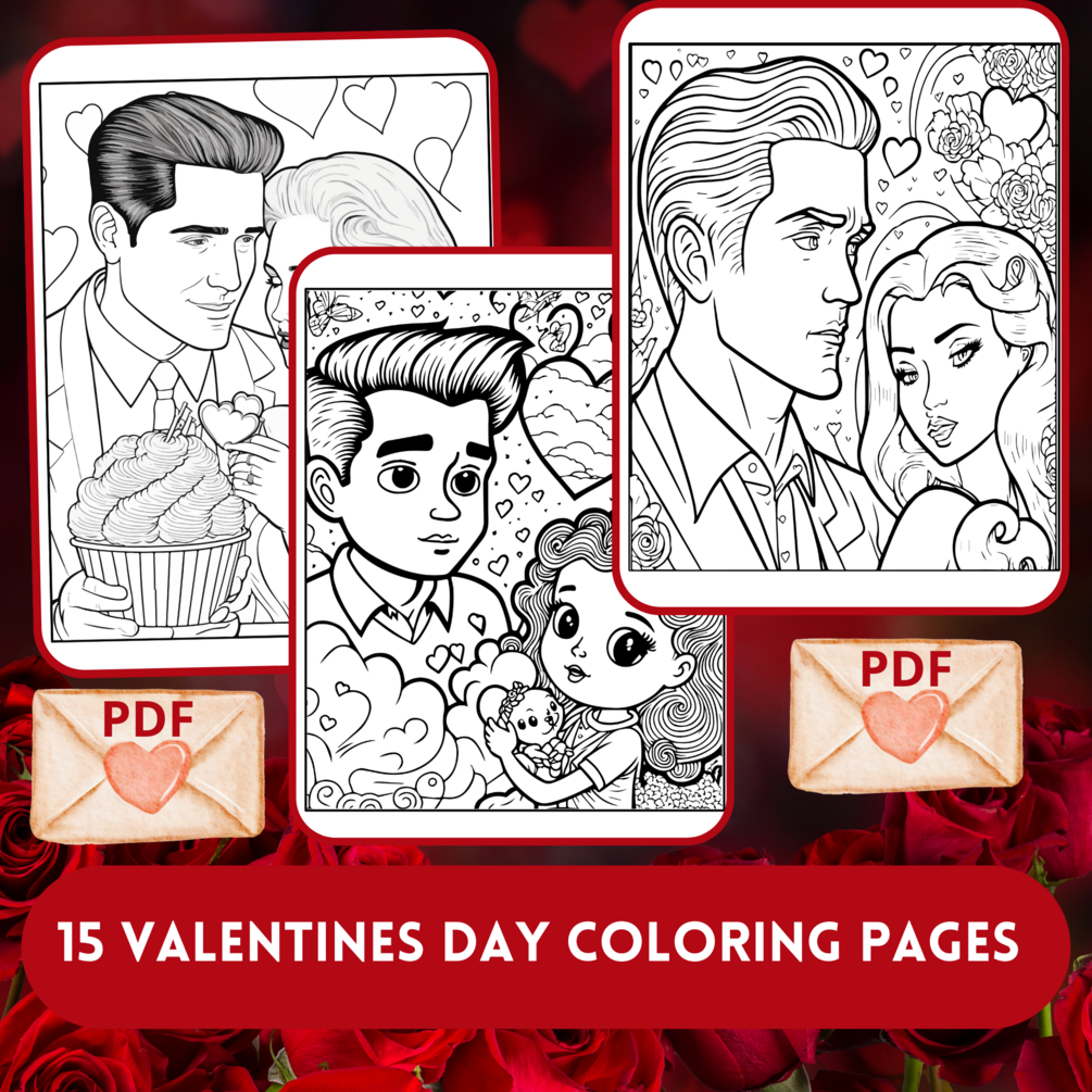 Valentines Coloring Pages: 15 Pages of Intricate Designs | for Relaxing ...
