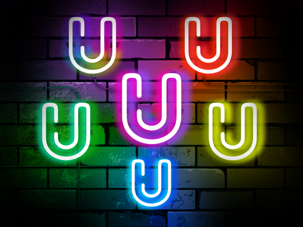 Neon Letter "U" | Twitch Sub Badges