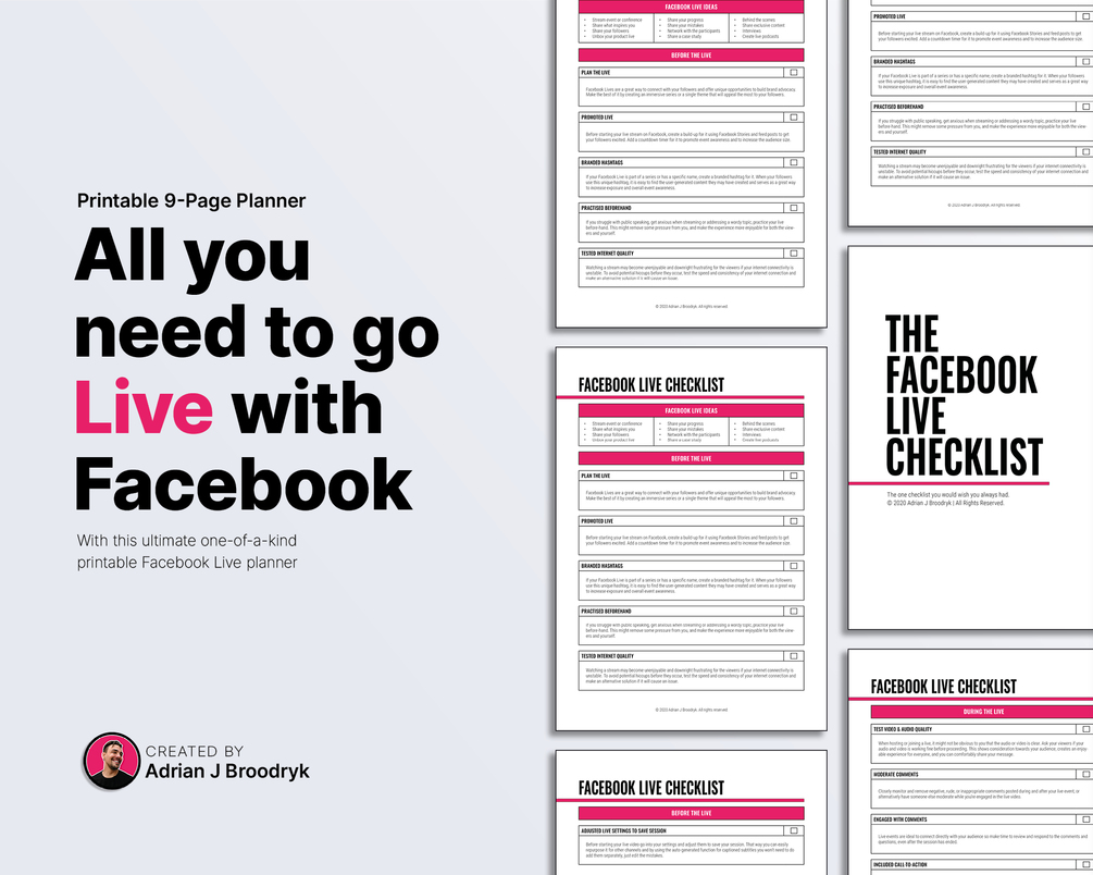Facebook Live Printable Checklist