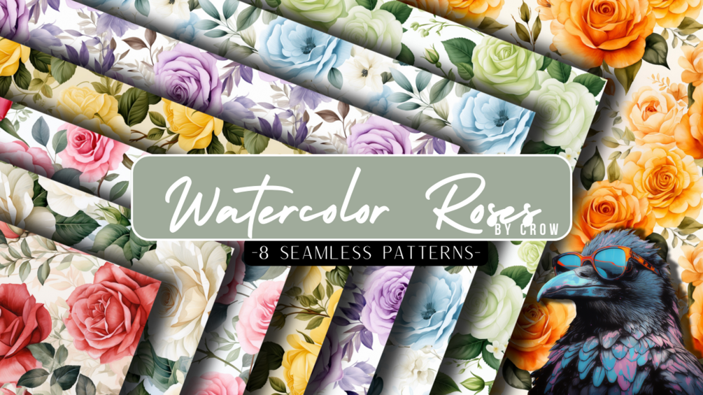 Watercolor Roses Variety Digital Paper Pack | Seamless Patterns ...