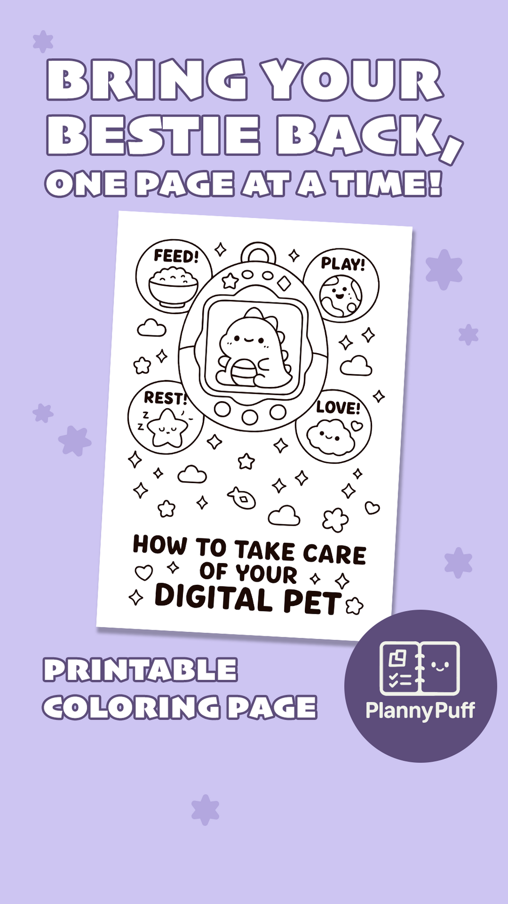 Bring your virtual pet back to life - Printable Coloring Page (A4 ...