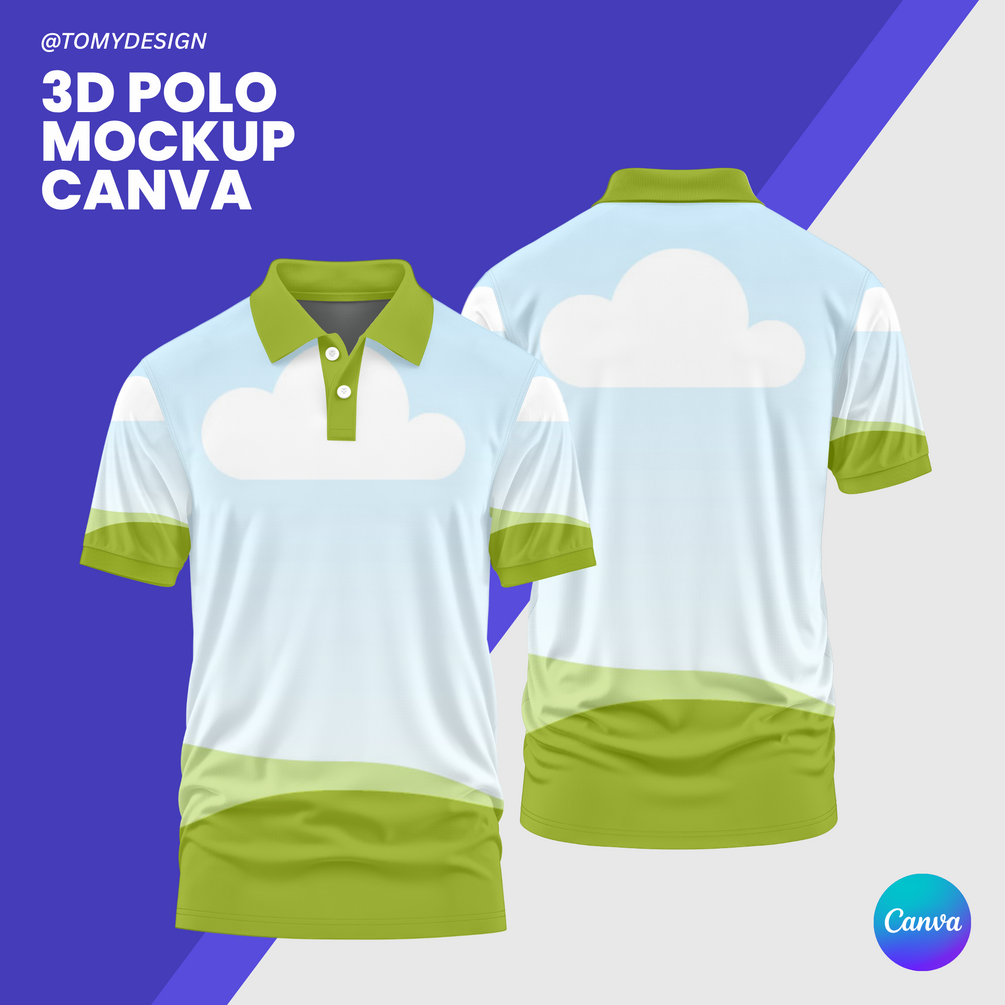 3D CANVA MOCKUP POLO SHIRT | STRIPE DESIGN