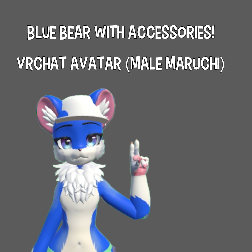 Blue Bear with Accessories - VRChat Avatar (Male Maruchi)