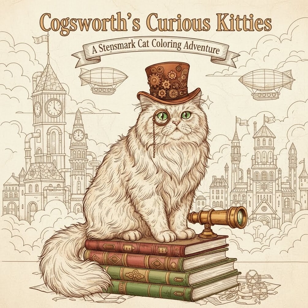Cogsworth's Curious Kitties: A Steampunk Cat Coloring Adventure