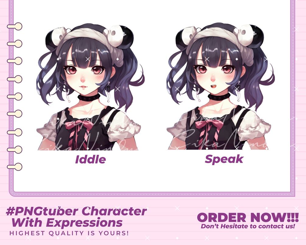 PNG Tuber | Beautiful Streamer PNG Tuber Character Girl with Headband ...