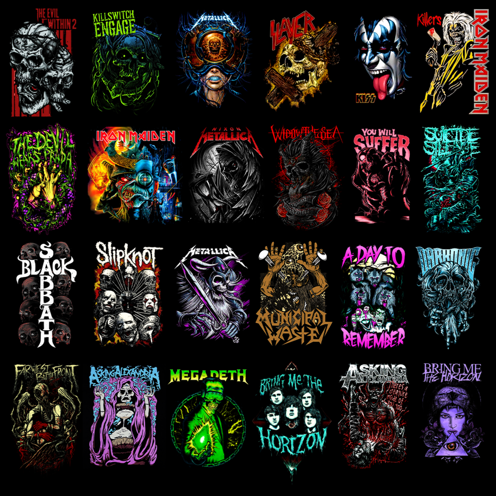 75 Halftone Rock Band T Shirt Designs, Halftone PNG