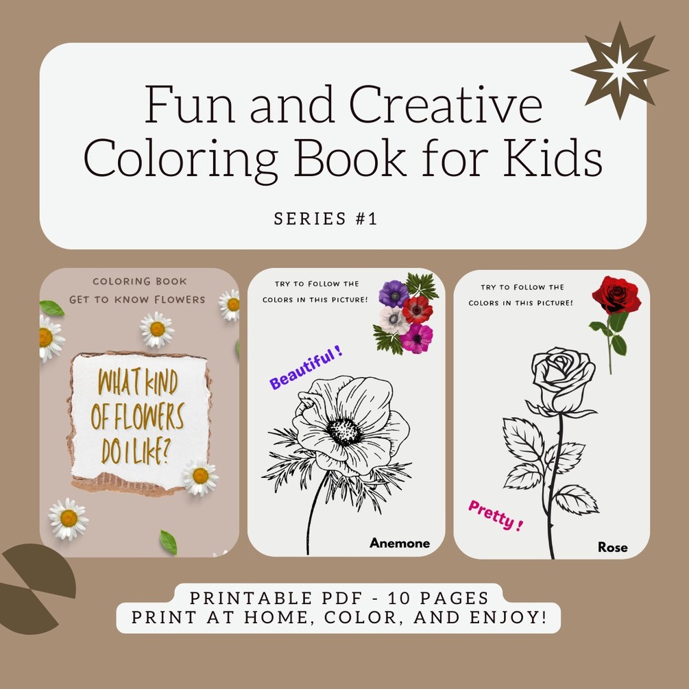 Printable Coloring Book Series #1 Flower