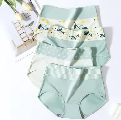 4Pcs Women's High Waist Cotton Panties - Soft, Breathable, and Stylish ...