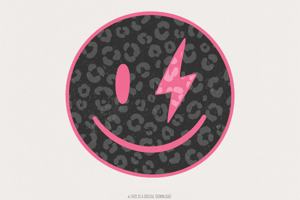Black Leopard Smile Face PNG, Digital Download, Sublimation, Distressed ...