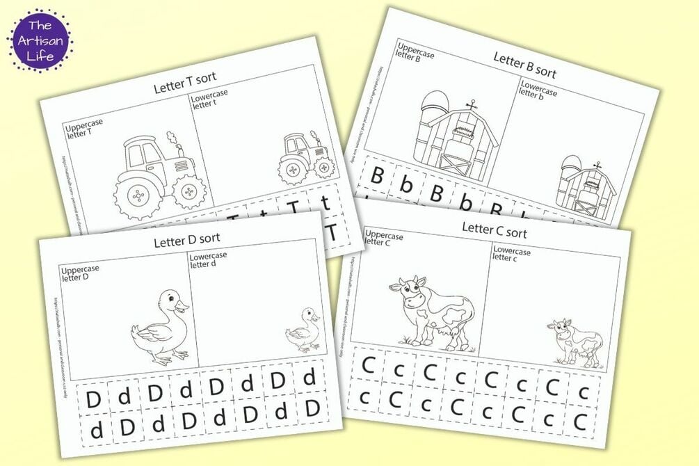 Farm Themed Letter Sort Preschool Activity