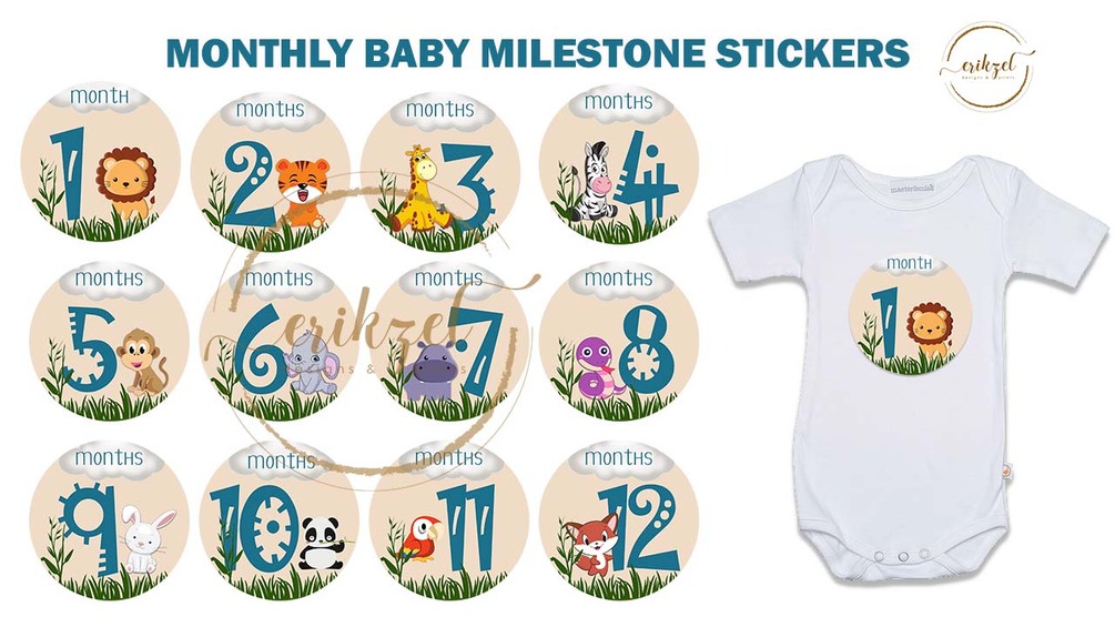 Baby Milestones Stickers _ Cute Animals