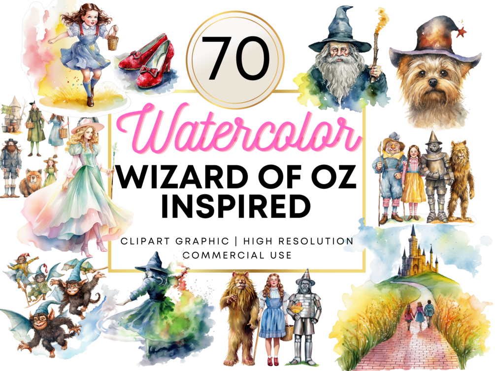 Watercolor Wizard of Oz Inspired Clipart Bundle | clip art | PNG ...