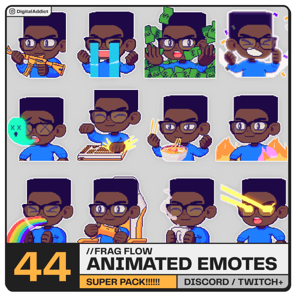 Fresh Afro Gamer Geek Emote Pack