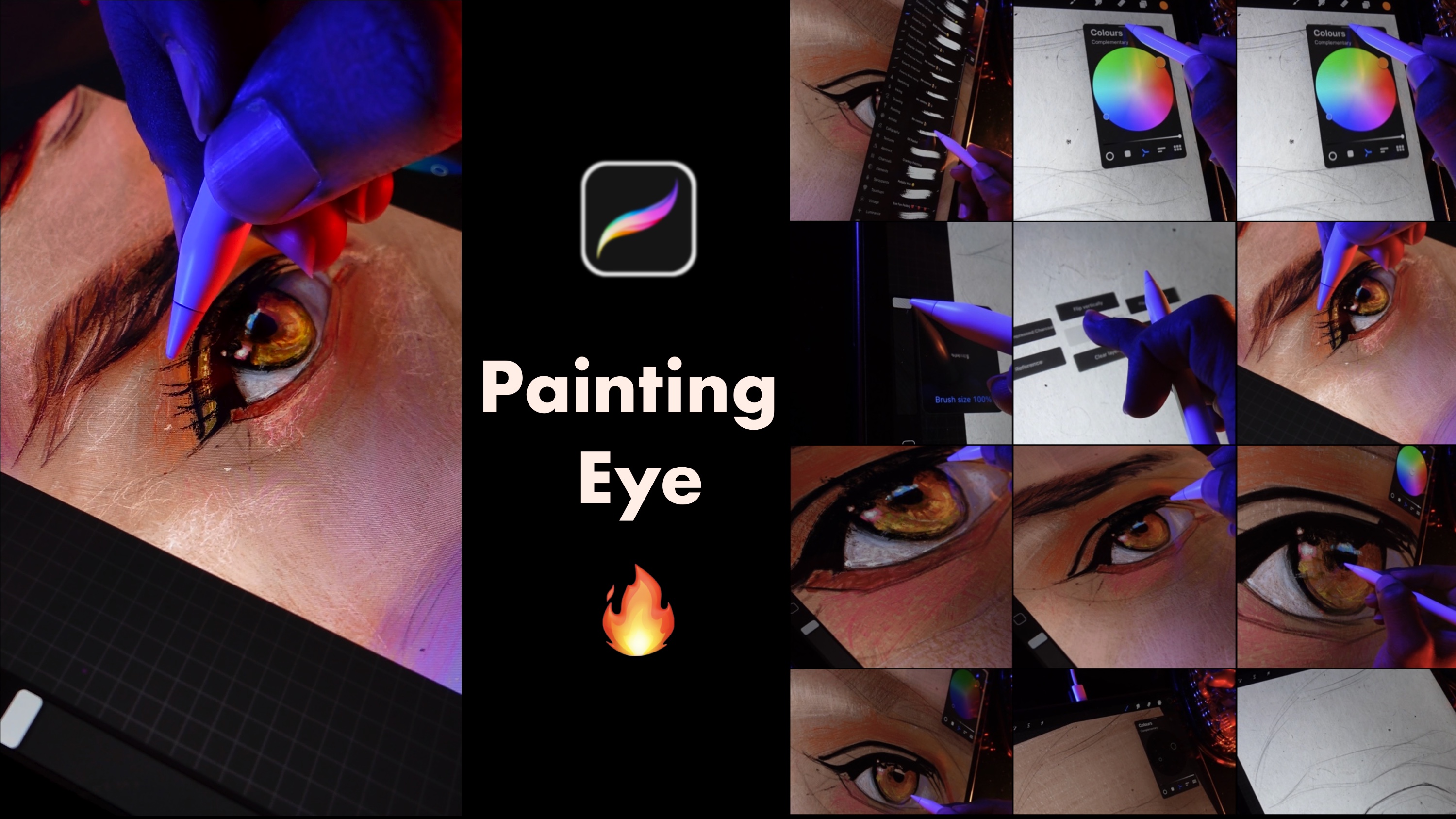 Painting stylised Eye in Procreate | Process Video 🔥 | Chill - THE KRODH-X