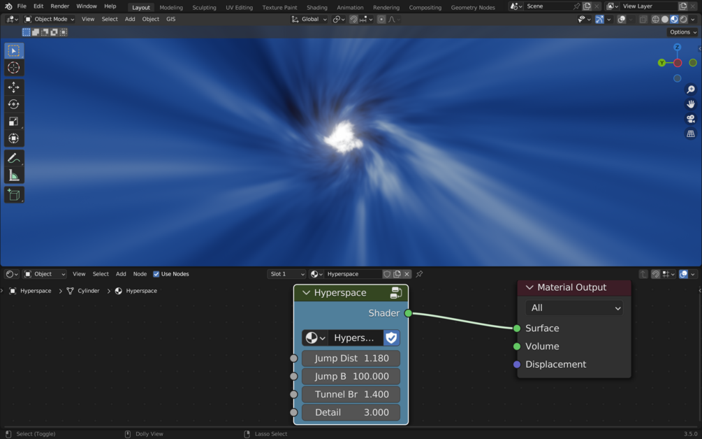Realtime Hyperspace Shader (Blender)