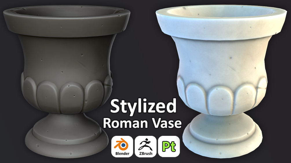Stylized Roman Vase For Games 3D Art / Tutorial
