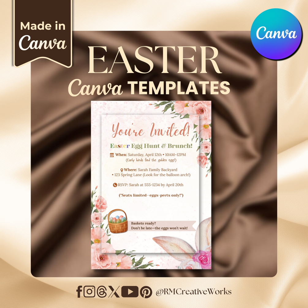 Easter Brunch Invitation Canva Template