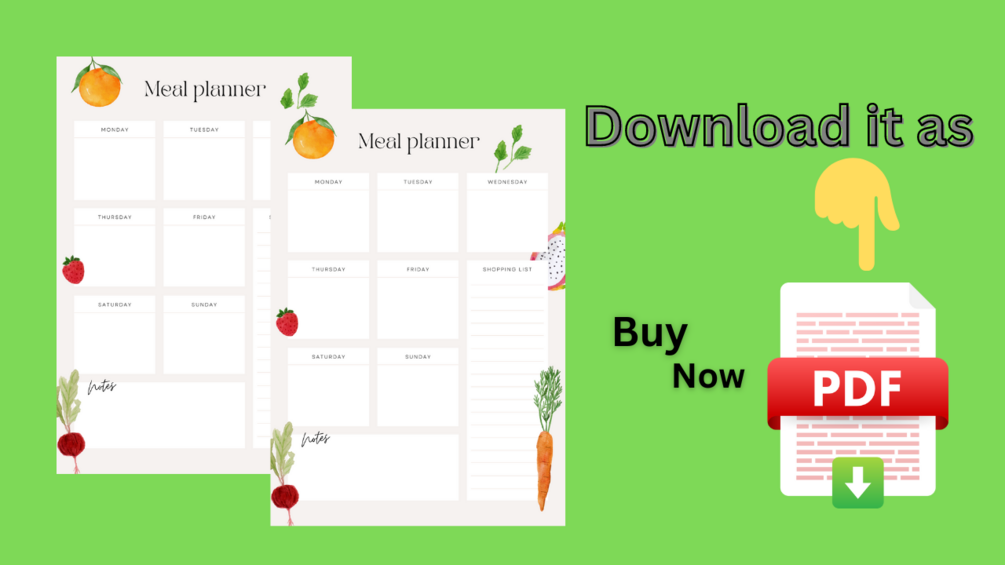 Colorful Fruits Weekly Meal Planner