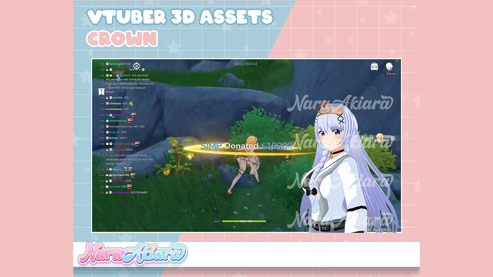 3D Vtuber Assets Gold Crown V8 Vroid Commission, 3D assets ready to use ...
