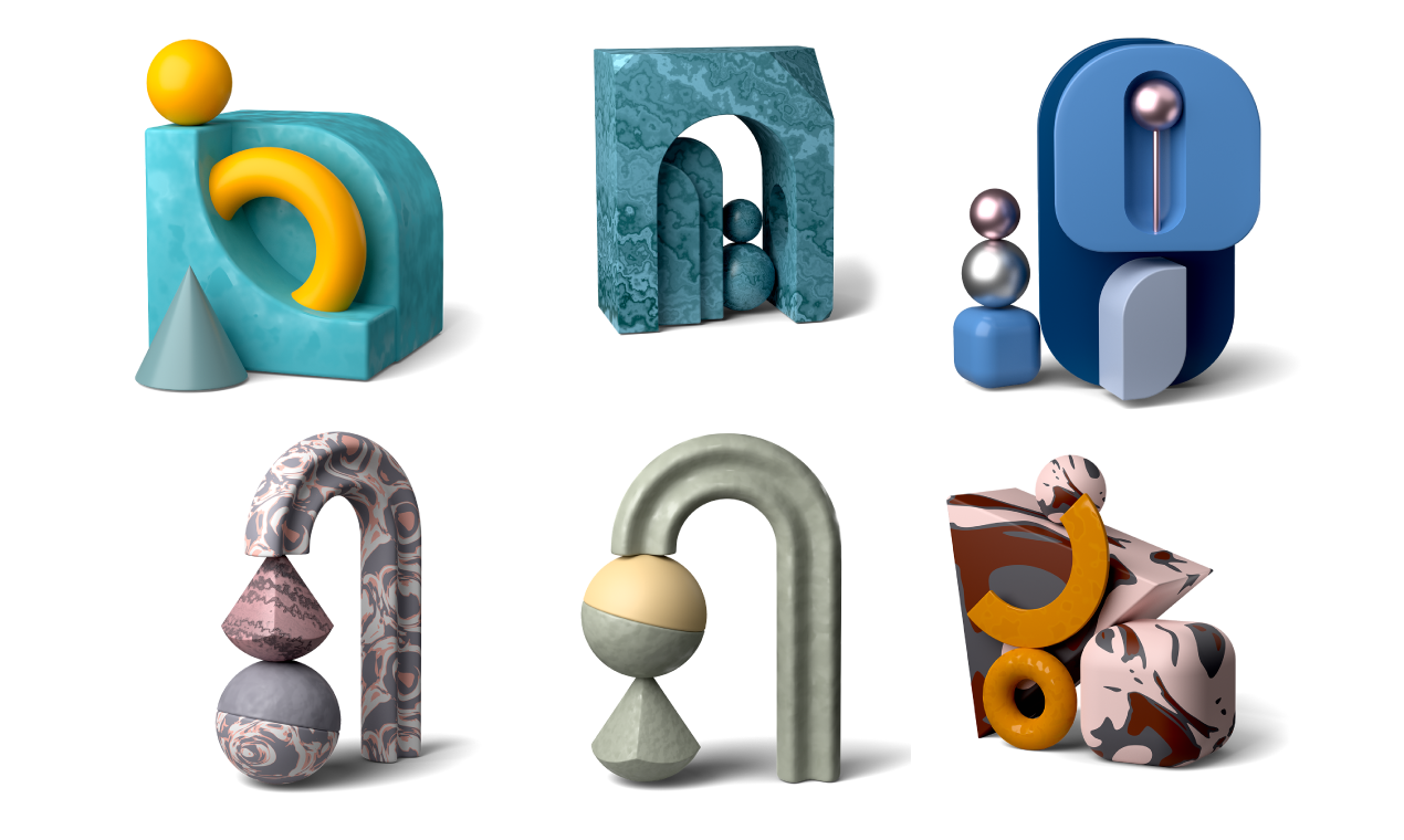 3D Abstract illustrations - 76 Vector Elements