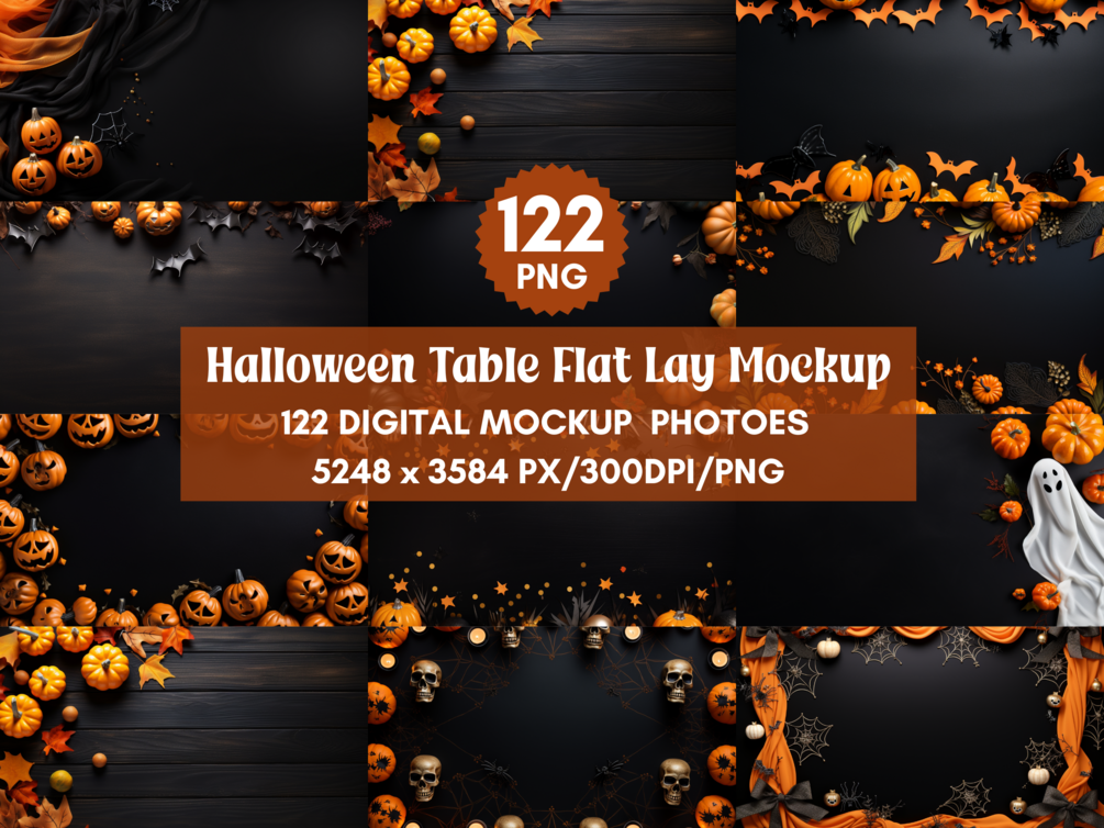 Halloween Table Flat Lay Mockup,Halloween Background Mockup,Digital ...