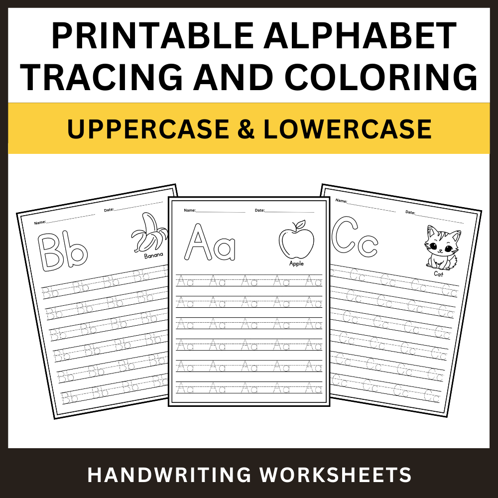 Printable Alphabet Tracing And Coloring Worksheets Preschool, Kindergarten