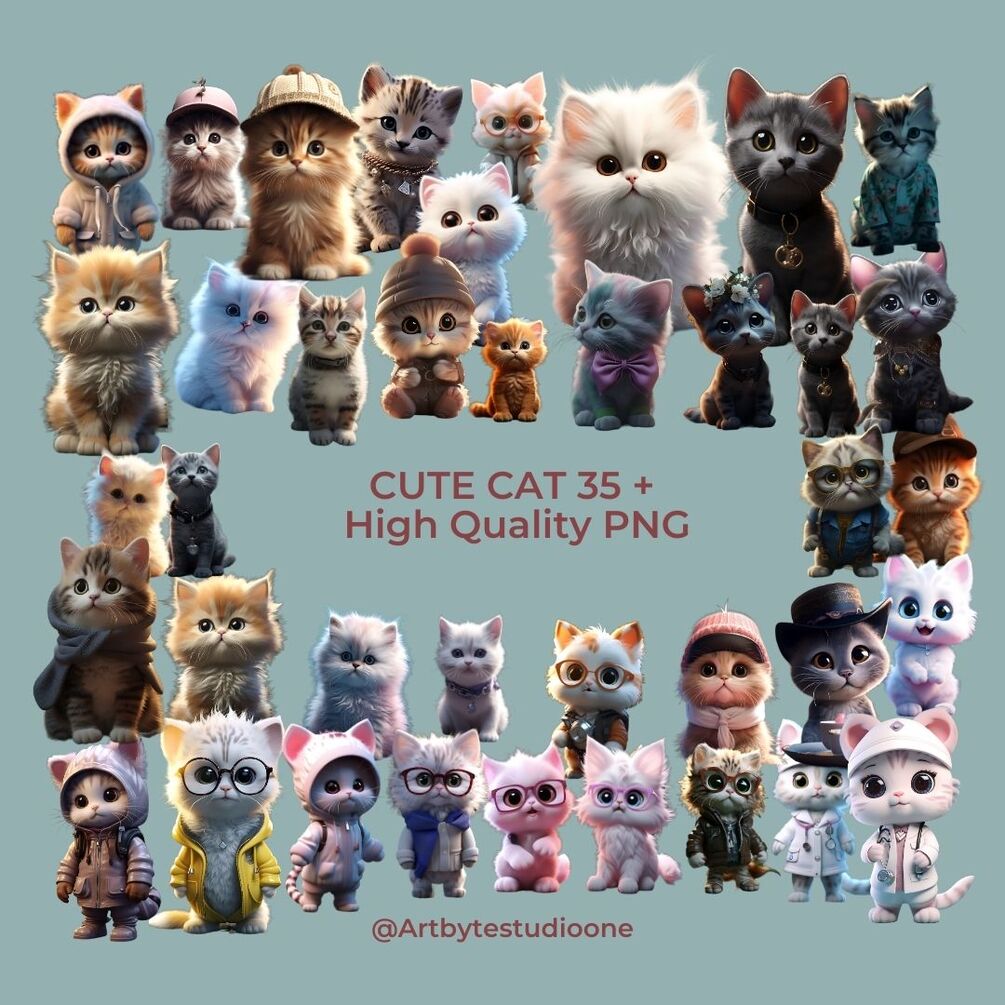 Cute Cats, PNG High Quality