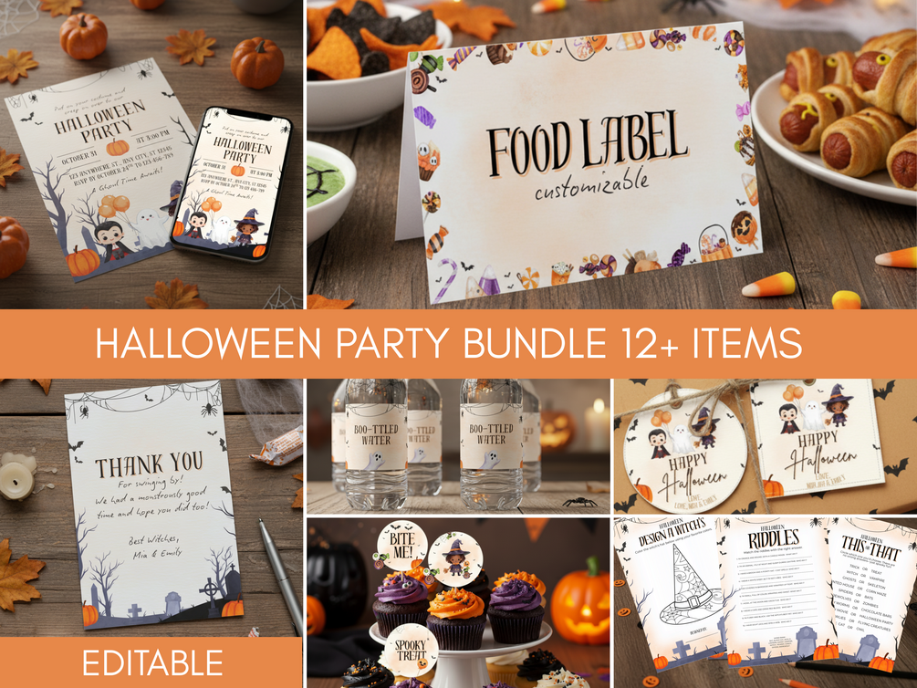 Editable Halloween Party Bundle 12+ items| Digital Download |Printable ...