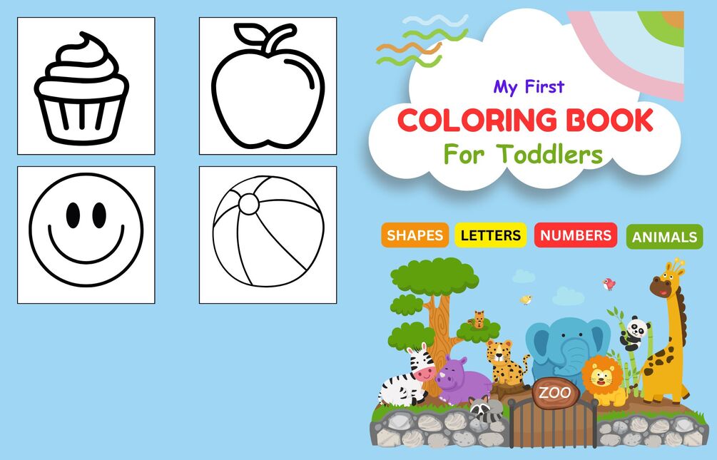 My First Toddler Coloring Book: 120 Fun Pages of Animals, Vehicles, and ...