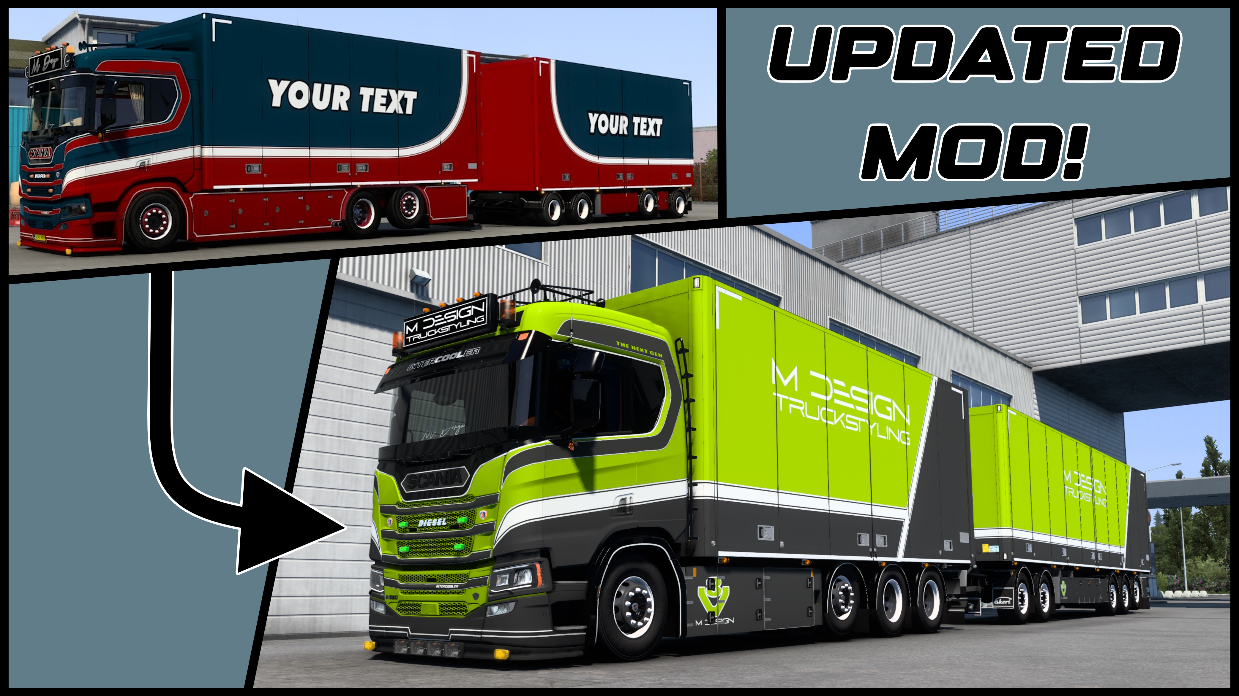 ETS2 NEWS #8 - FREE MOD UPGRADE! SCANIA NG - R SKIN PACK - marcoG60
