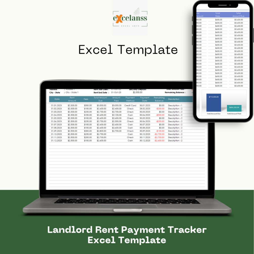 Landlord Rent Payment Tracker Excel Template: 100 Rental Units Management