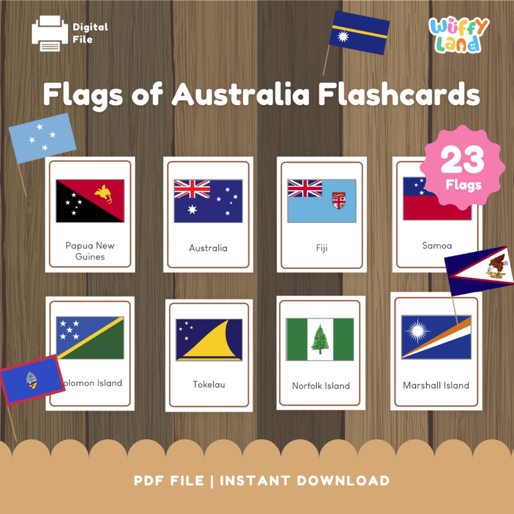 Flags of Australia Flashcards 23 Printable Flashcards for Kids ...