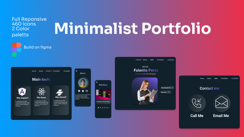 Minimalist Portfolio UI template with Motion Animation, Parallax effects.