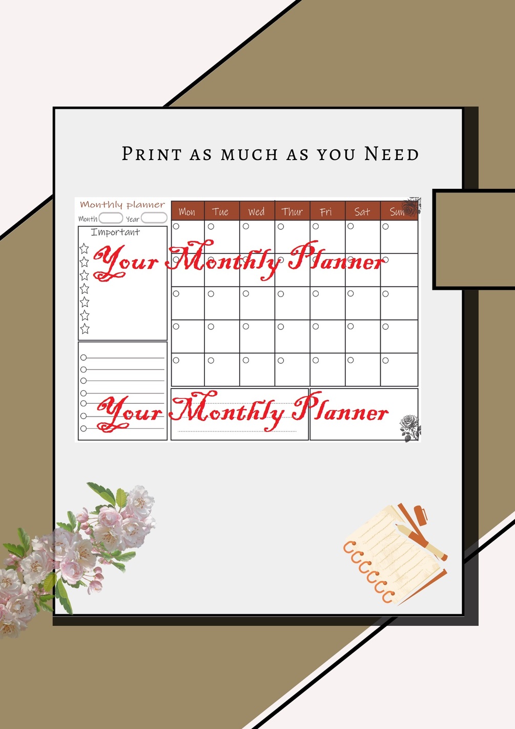 Elegant Monthly Planner Template