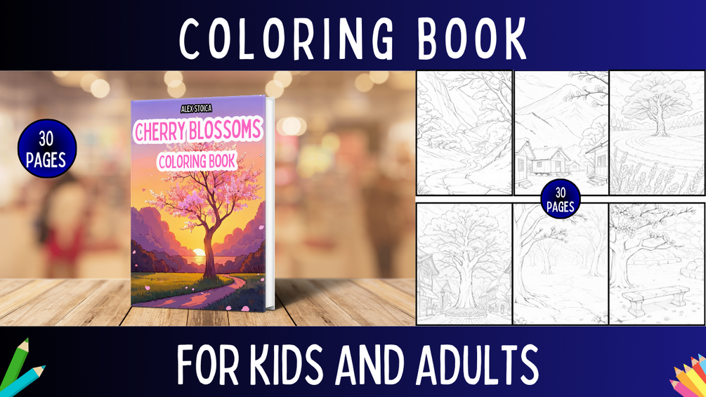 Cherry Blossoms Coloring Book: Delicate Cherry Blossom Pages for ...