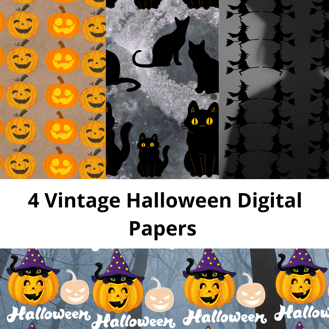 intage Halloween Digital Papers for Seamless and Commercial Use ...