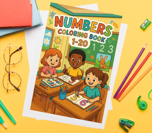Kids Numbers Coloring Book – Learn to Count 1-20