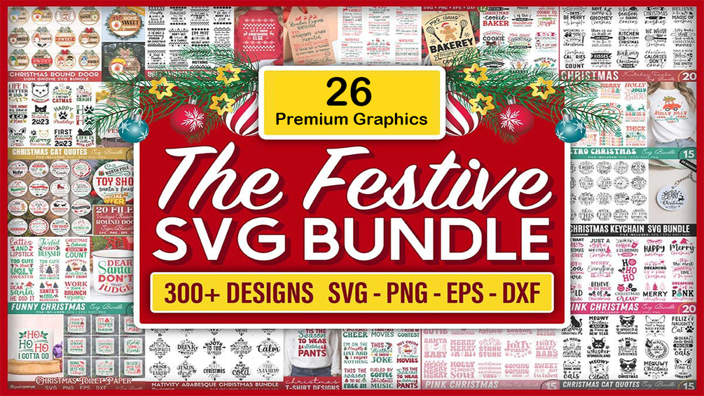 The Festive SVG Bundle, Mega PLR Retro Christmas SVG Bundle 300 ...