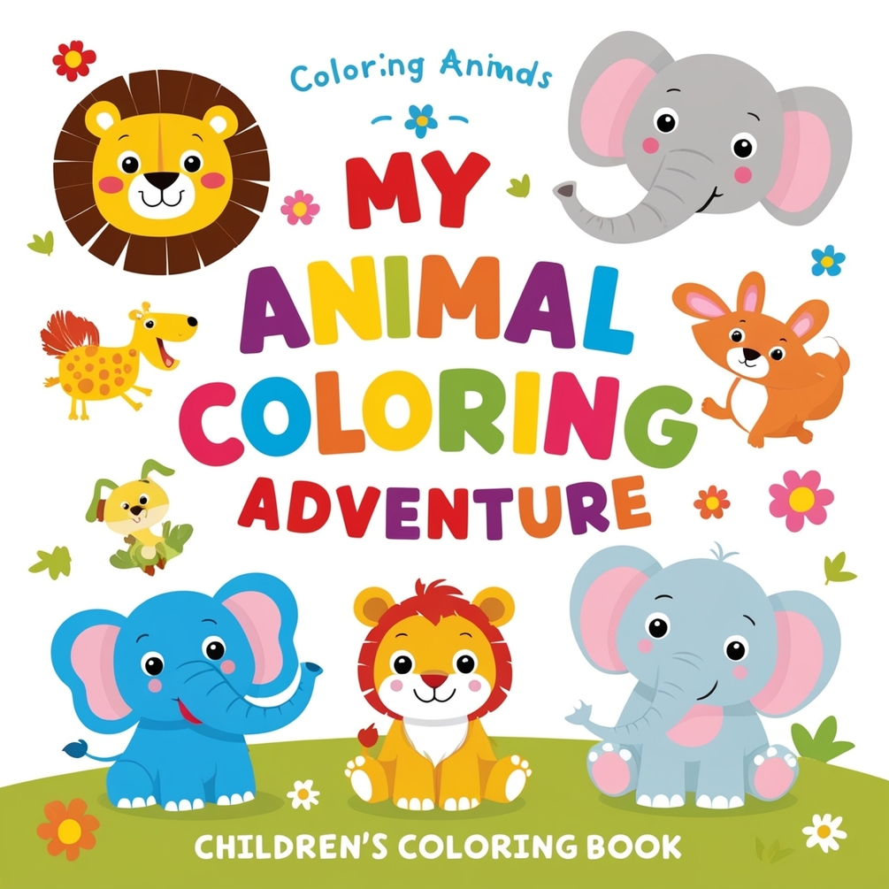 Educational coloring book for 10 different animals