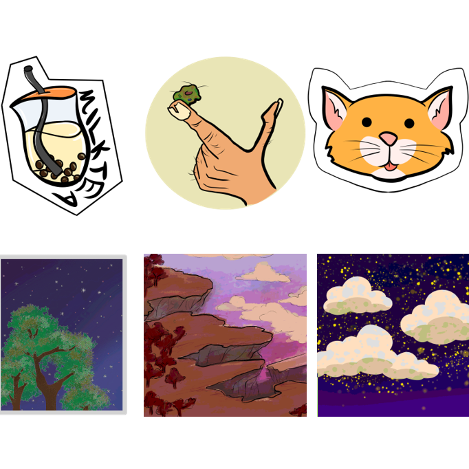 Batch 1 Random Stickers for Print and Download Digital Illustration and Art