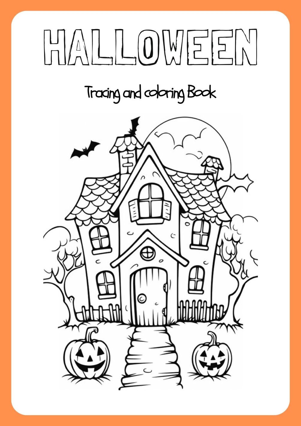Black and white Printable - Tracing Halloween vocabulary-