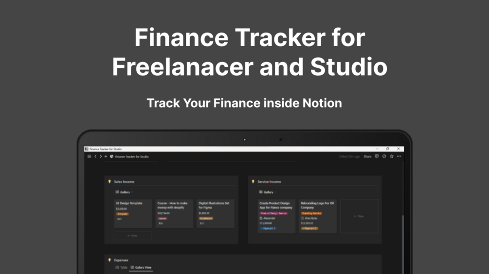 Finance Tracker Studio - Notion For Freelancer & Studio