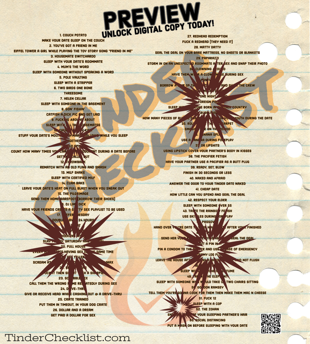 Tinder Checklist Poster