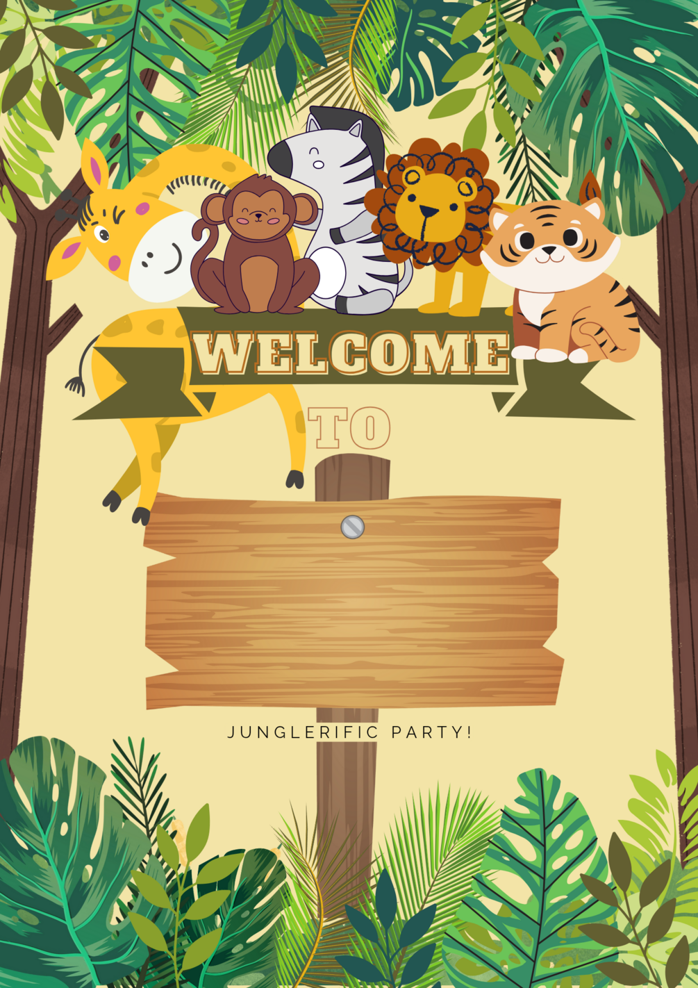 Welcome Board for Birthday Party - Jungle/Safari Theme